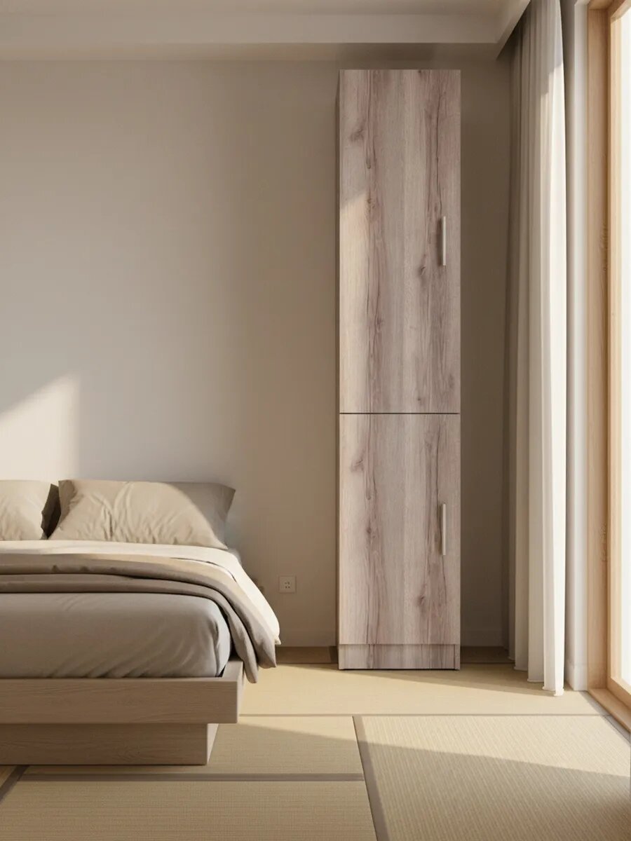 Шкаф пенал FRESTER распашной деревянный с полками для одежды, от производителя