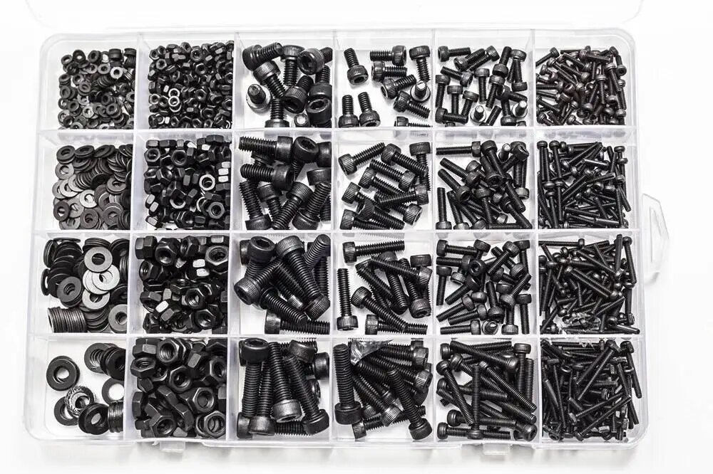 1120 шт. M2 M3 M4 M5 Набор винтов с шестигранной головкой из углеродистой стали с плоской круглой головкой Болты и гайки Ассортиментный комплект с коробкой для хранения Socket-DIN912