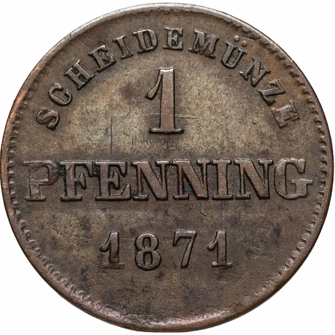 Бавария 1 пфенниг 1871, Медь, в сохранности VF-XF