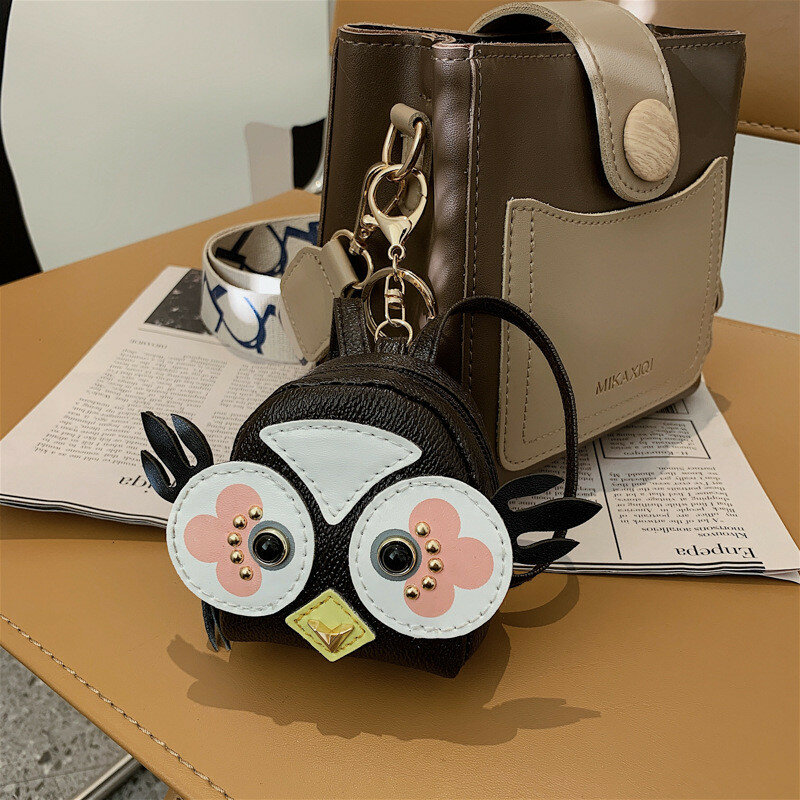 Модный мини-кошелек для монет в виде совы для детей в нескольких цветах с удобным наплечным ремнем, коричневый