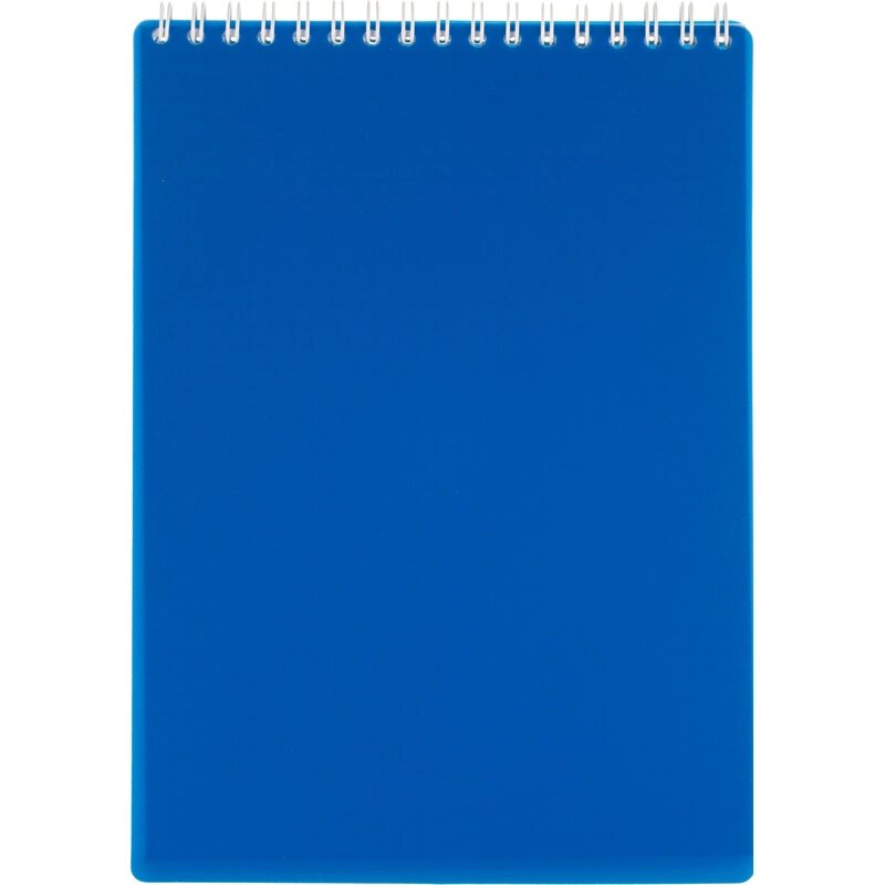 Блокнот А5 80 л. мет. гребень, пласт. обл, синий, клетка