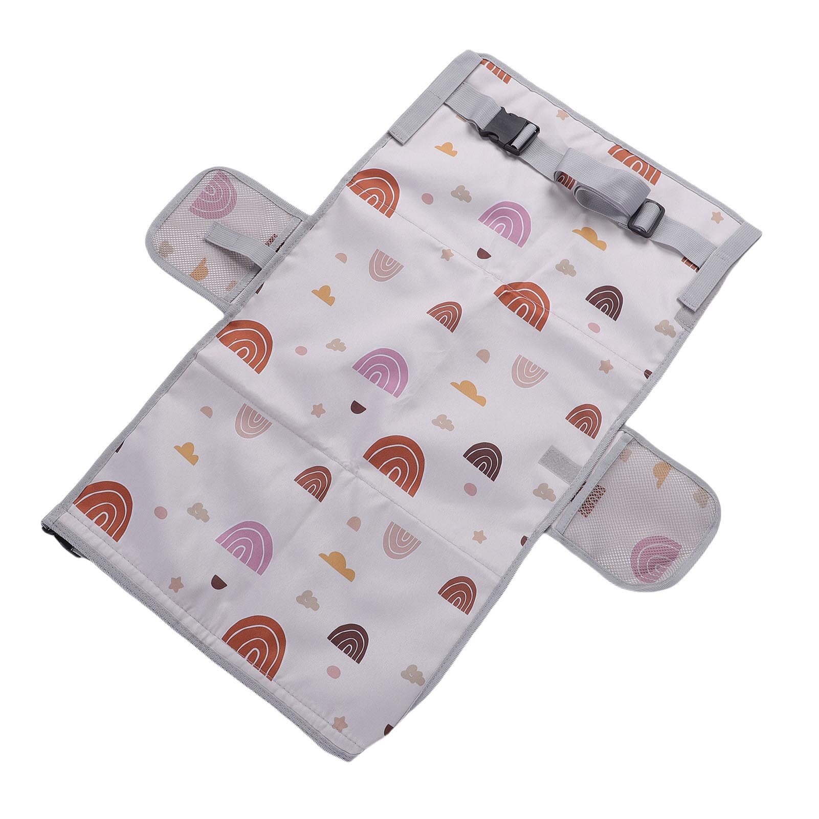 Детская кроватка-трансформер для самолета, водонепроницаемая, с удлинителем сиденья, подставкой для ног, необходимые в путешествиях вещи для детей, бежевый цвет с радужным узором.