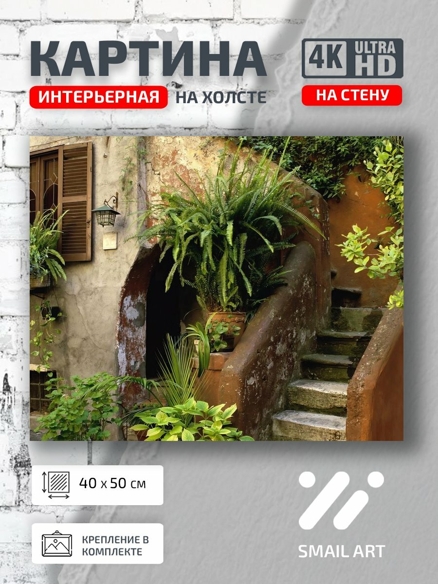 Картина на холсте интерьерная 40 на 50 на стену Домик City для студии урбанистика интерьер