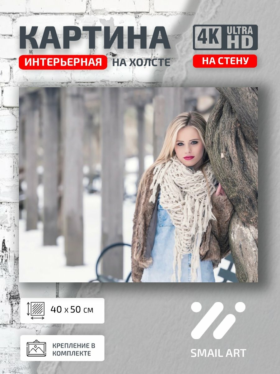 Картина на холсте интерьерная 40 на 50 на стену Снег Portrait для кабинета портрет интерьер