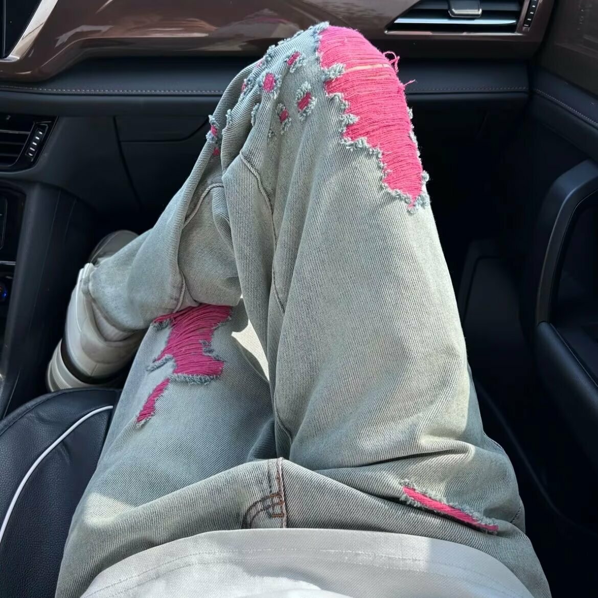 Тренд RONG CH Мужские Джинсы Потертые Высокий Улица Винтаж Свободные Деним, Размер_XL