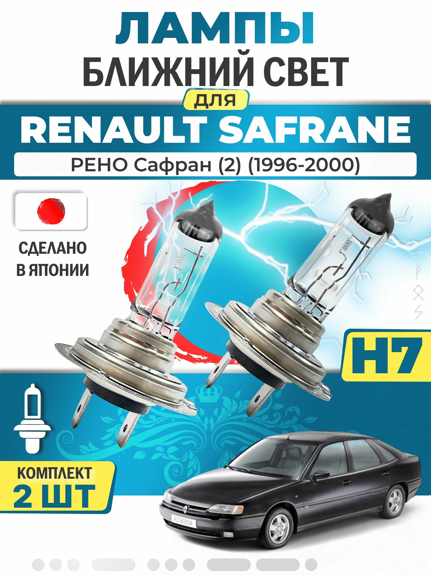 Лампы (2 шт) ближнего света RENAULT SAFRANE II 1996-2000 / рено Сафран (2), LYNXauto (япония)