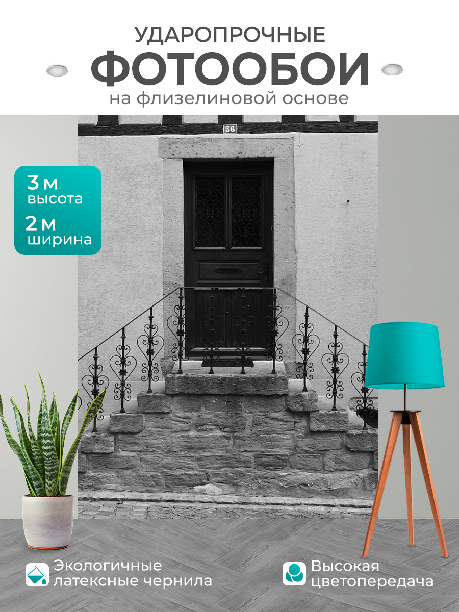 Фотообои моющиеся ударопрочные "Лестница, порог, вход в дом" 200x300 см. флизелиновые на стену