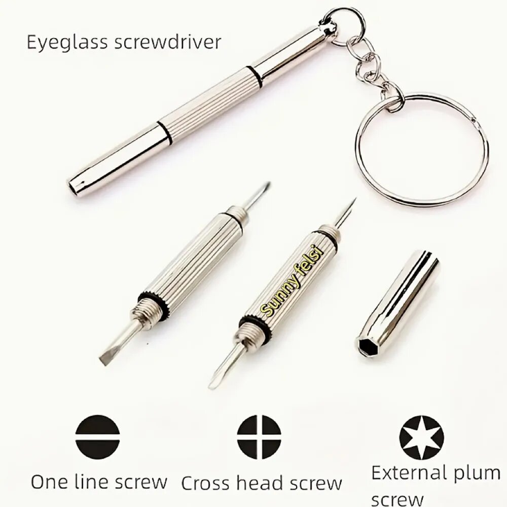 Брелок-отвертка для очков и электроники / Карманная мини-отвертка 3 в 1