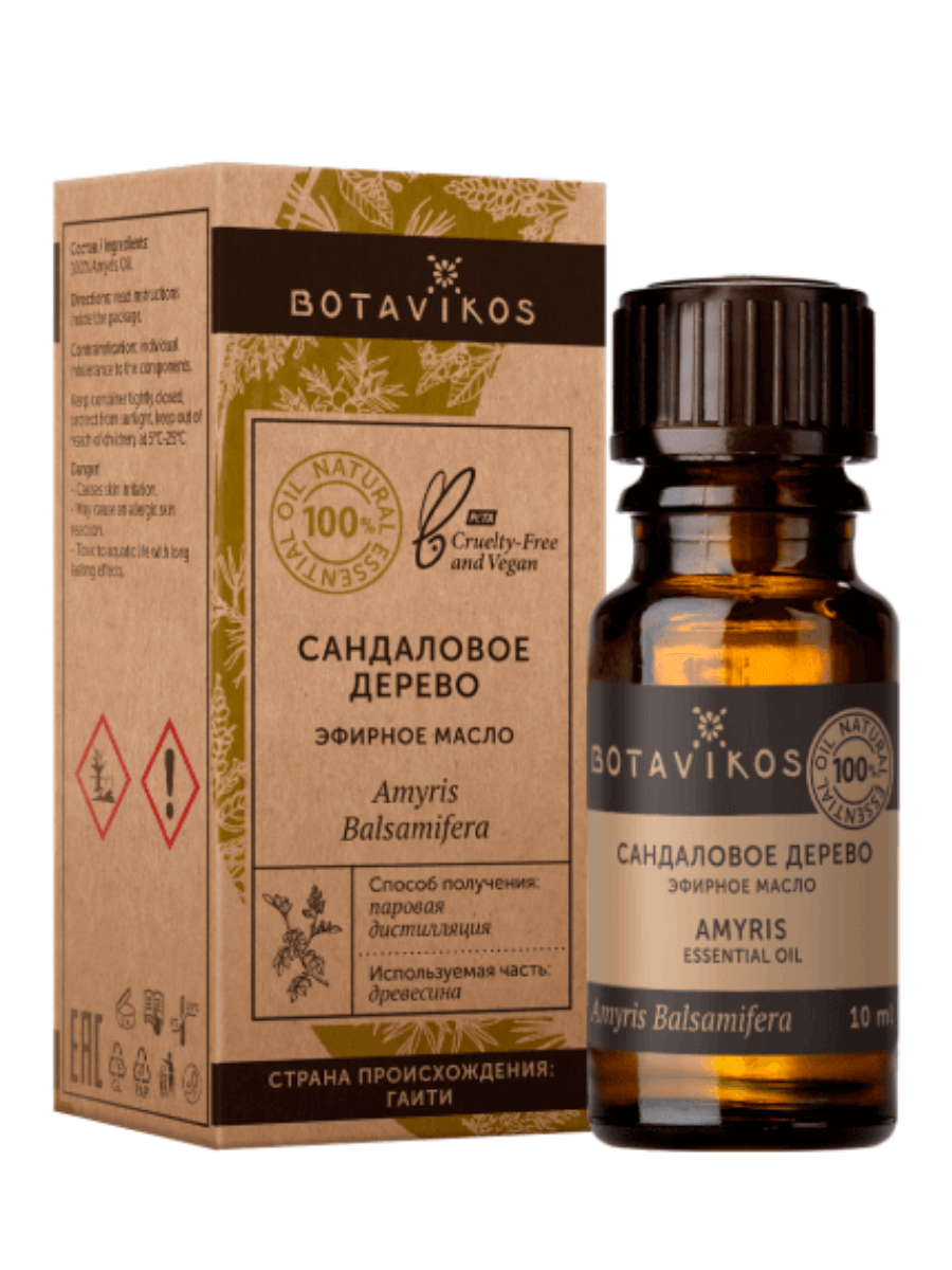 Эфирное масло Сандаловое дерево, 10 мл, BOTAVIKOS
