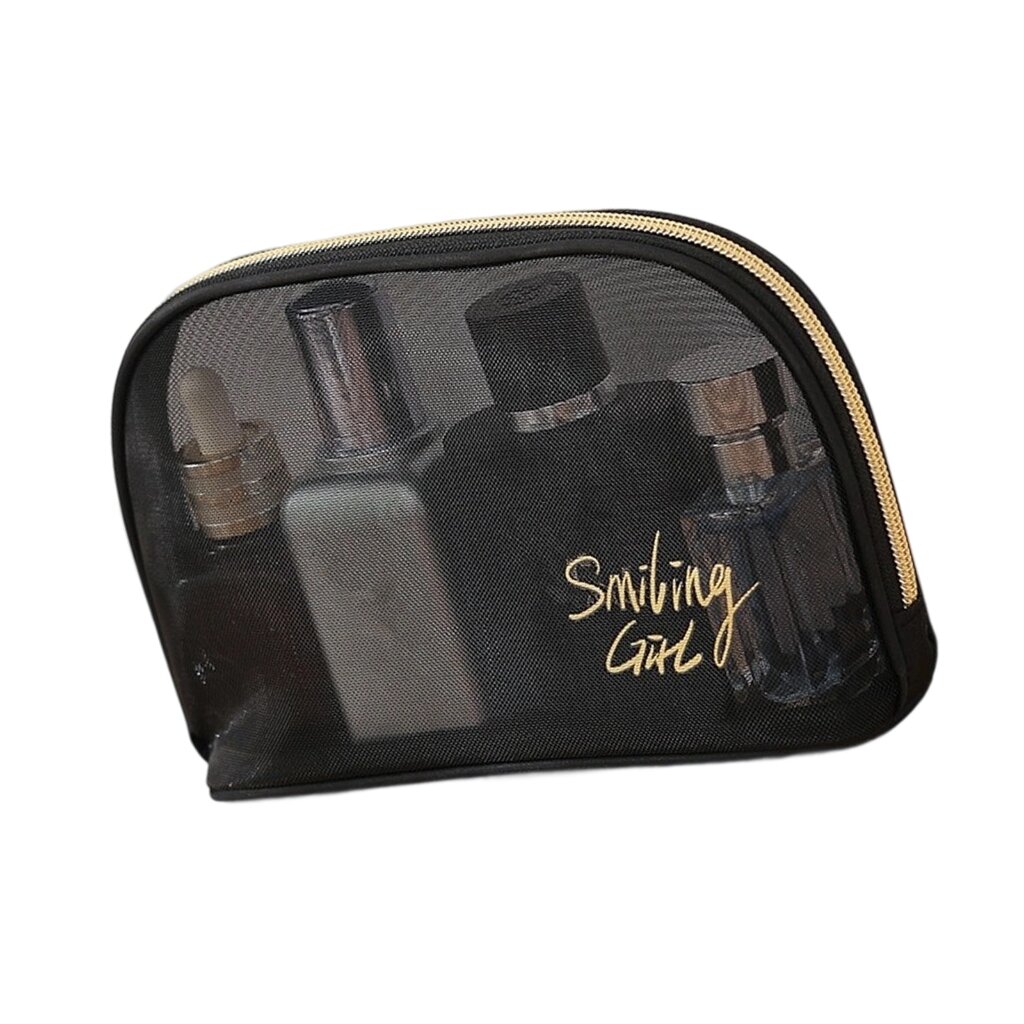 Сетчатая косметичка большой емкости для путешествий, прозрачная портативная сумка для хранения-полукруглая