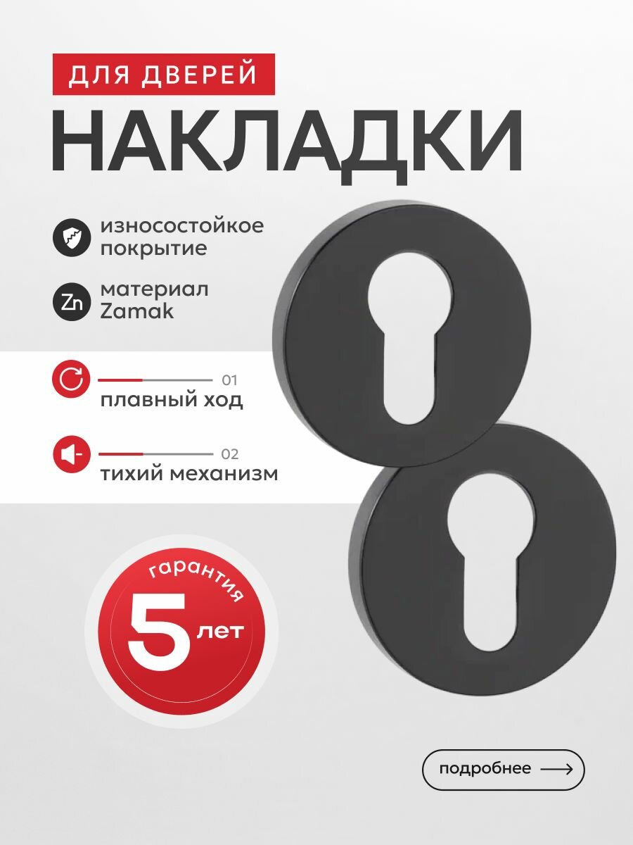 Накладка на цилиндр круглая PL черный матовый