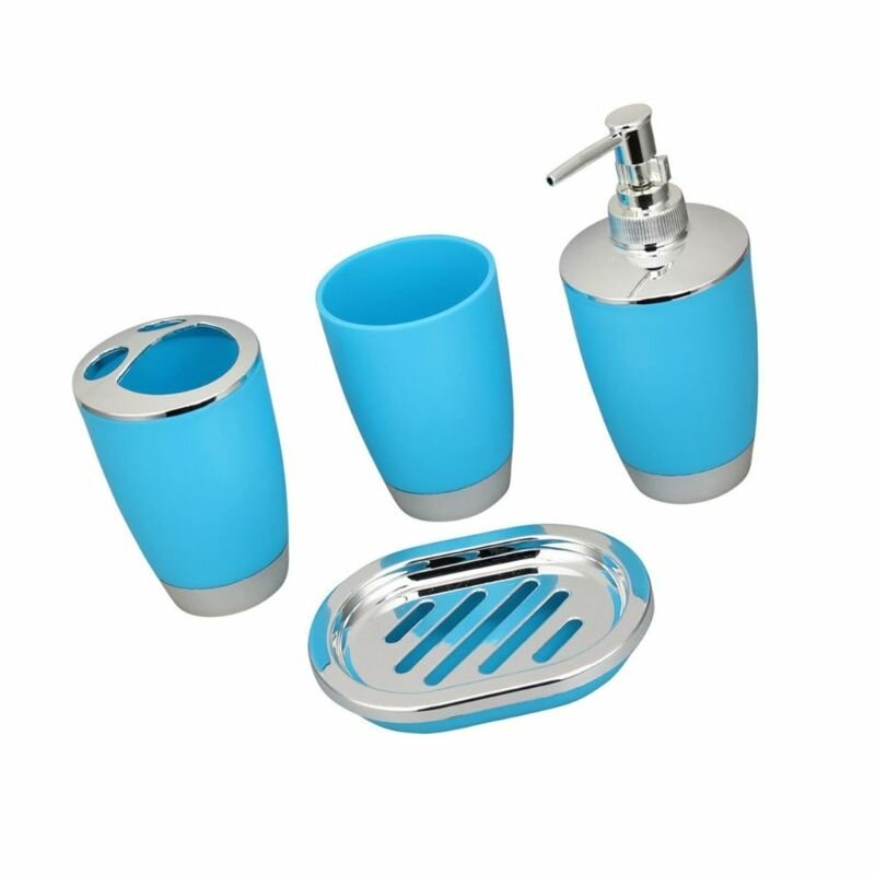 1 комплект из 4 предметов, набор для ванной комнаты, туалетных принадлежностей комнаты-синий