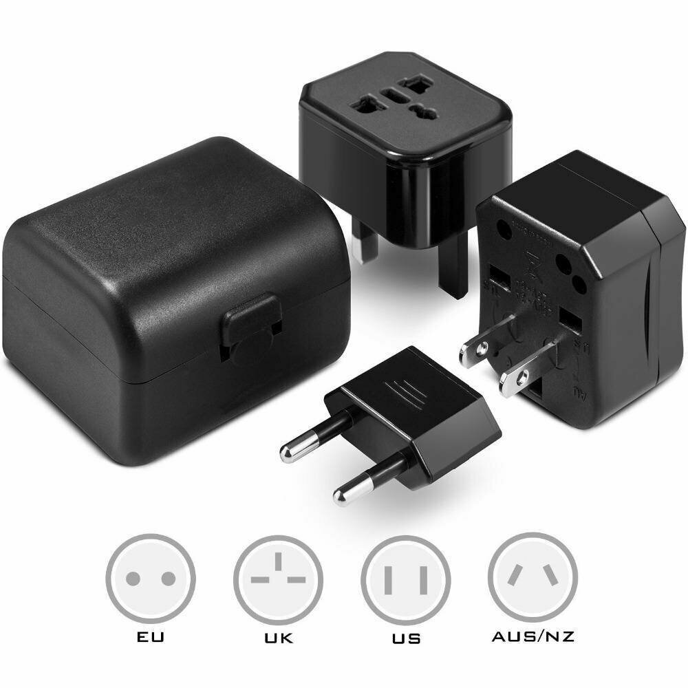 Евро универсальный сетевой адаптер, переходник для китайской вилки в евророзетку, адаптер для плоских розеток (азиатских, американских), для любых вилок, кейсе
