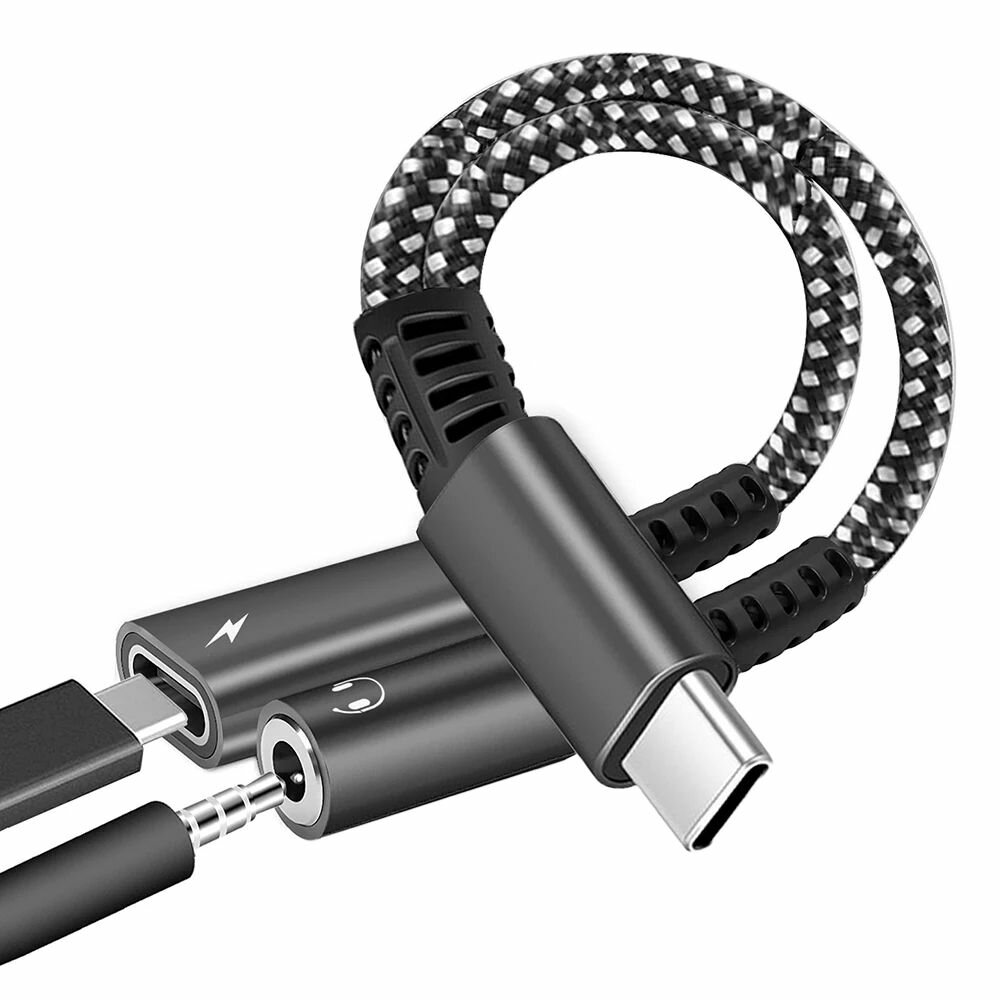 USB Type C — 3,5 мм адаптер для наушников и зарядного устройства, 2-в-1 USB C — AUX аудиоразъем, кабель для быстрой зарядки Samsung