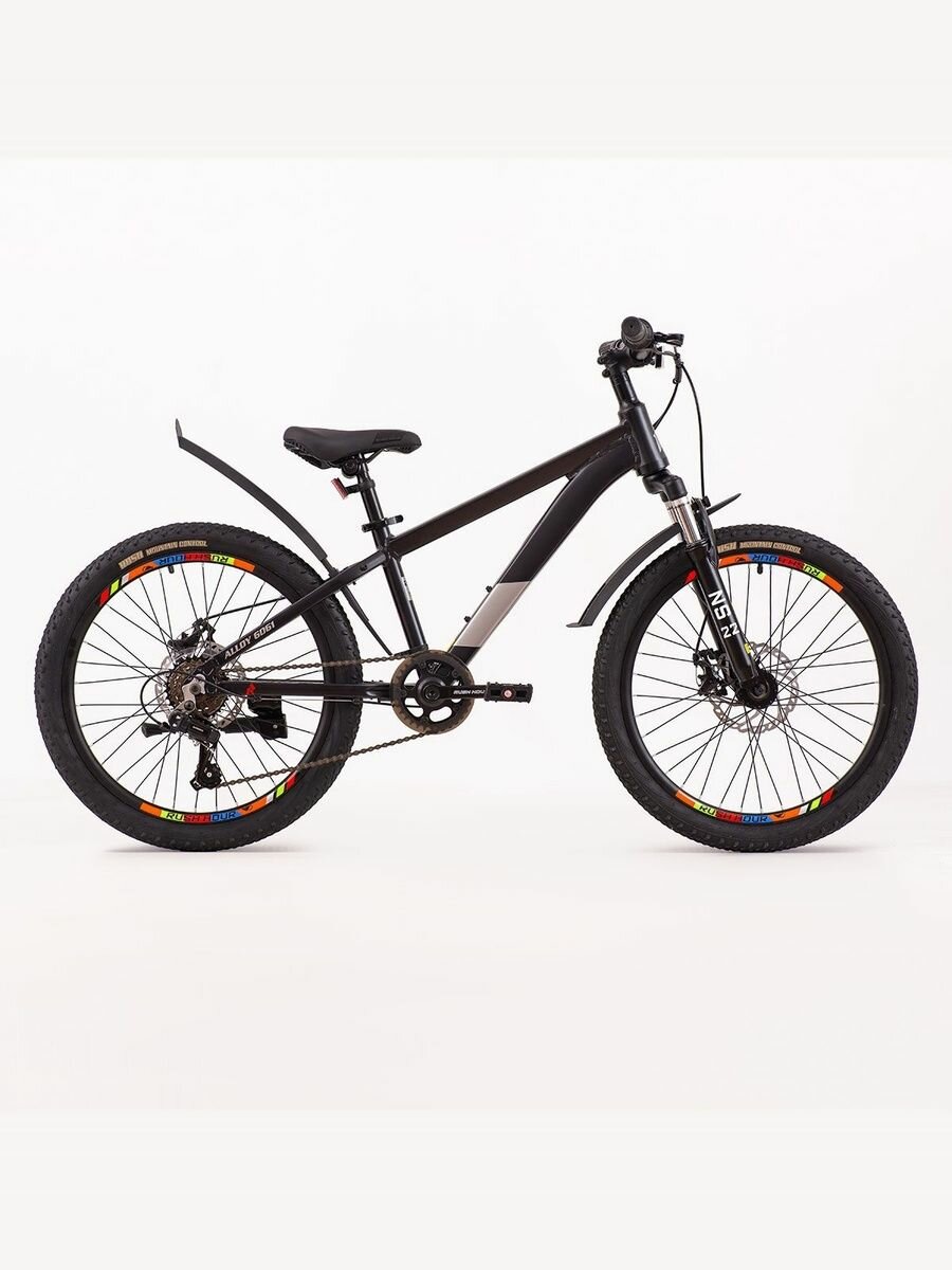 Велосипед детский горный дисковый 22" рост 125-140см 6 скоростей графит рама 12" велик 6 лет 7 лет 8 лет переключатель SHIMANO скоростной RUSH HOUR NS 325