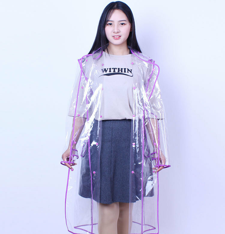 Модный корейский вариант, экспортный EVA, полностью прозрачный, утолщенный, черный краевой дождевик, тренчкот, взрослый плащ, прямые продажи от фабрики