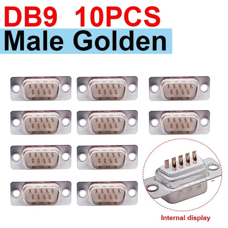 10шт DB9 Male Golden коннектор