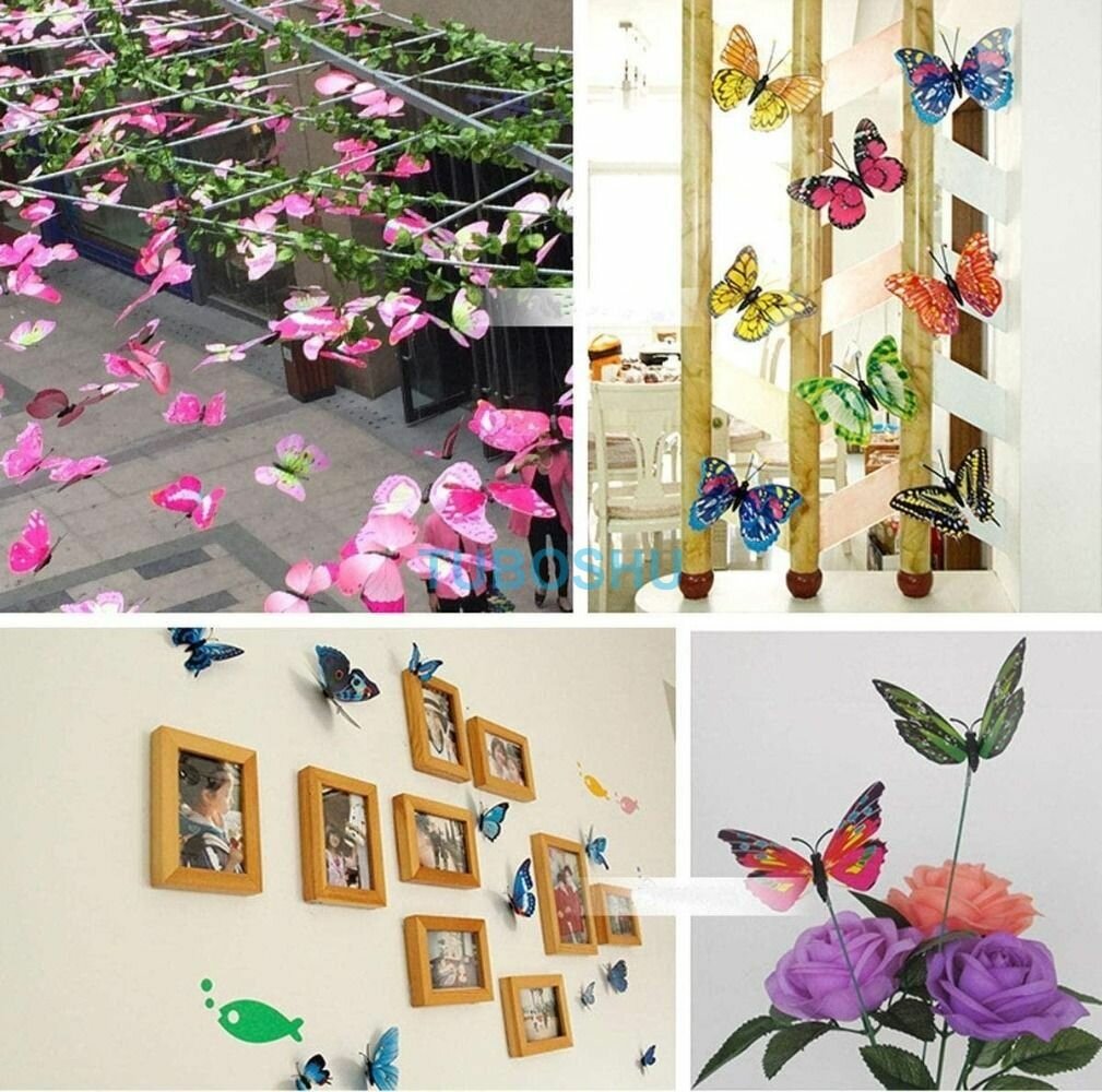 Наклейки на стену "Бабочки" 3D, украшение комнаты, 12 шт/комплект