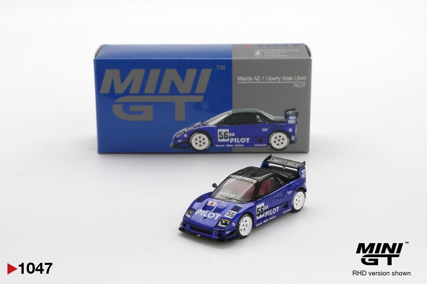 Коллекционная машинка MINI GT 1:64 Mazda AZ-1 Liberty Walk LB40 PILOT #56 Blue