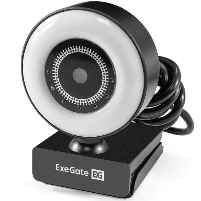 Веб-камера 2K Exegate eStudio EW-721 2K AF сенсор 5.0 МП подсветка стекло 4 линзы авто фокус стерео микрофон - 1.5м