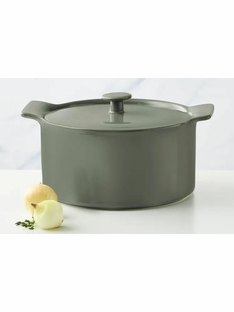 Кастрюля с крышкой 3 л, фарфор, Maxwell & Williams, Indulgence, серо-зеленый