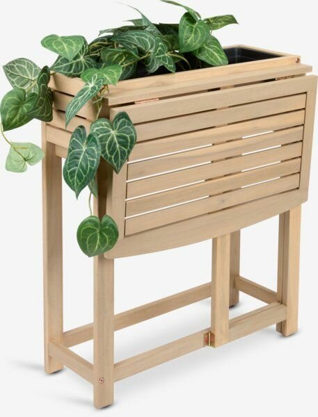 Складной садовый стол со встроенным кашпо Jysk VANDREFALK, цвет светло-коричневый Ш64 x Д63 x В78 см.