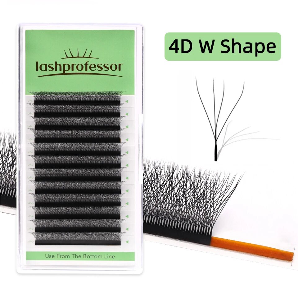 Nакладные ресницы lashprofessor 4D W Shape, D изгиб, 8 мм, черные