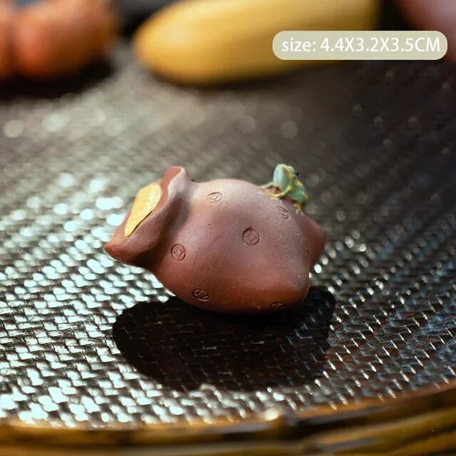 Китайские фигурки чайных питомцев из фиолетовой глины, реалистичные изделия ручной работы в форме фруктов, чайные сервизы, украшения для дома и сада, художественные подарки.