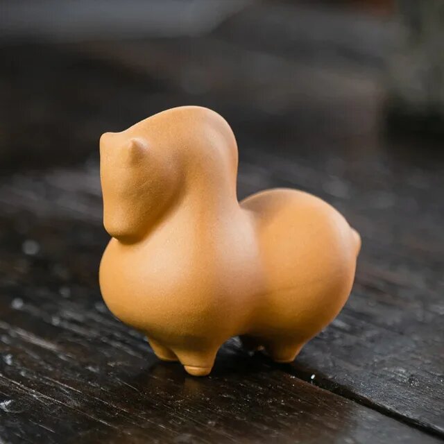 Чайник из фиолетовой глины, мультяшная лошадка, пожелания успехов, скульптура животного, украшение, китайский домашний чайный сервиз, декоративные аксессуары, изделия ручной работы.