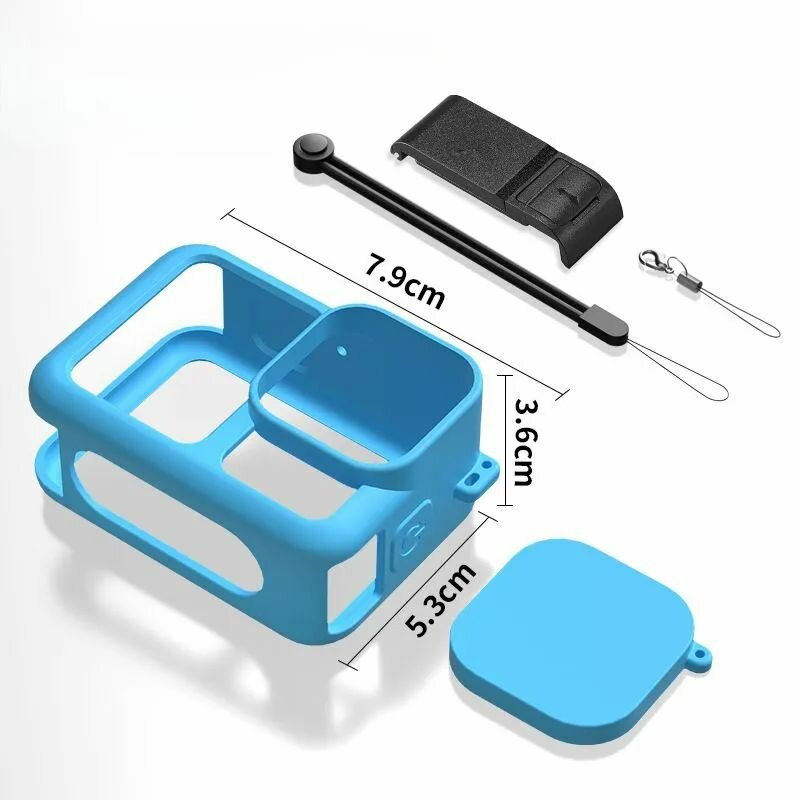 Силиконовый чехол для GoPro Hero 13, Боковая крышка для аккумулятора, Крышка объектива, ремешок, Полный набор аксессуаров
