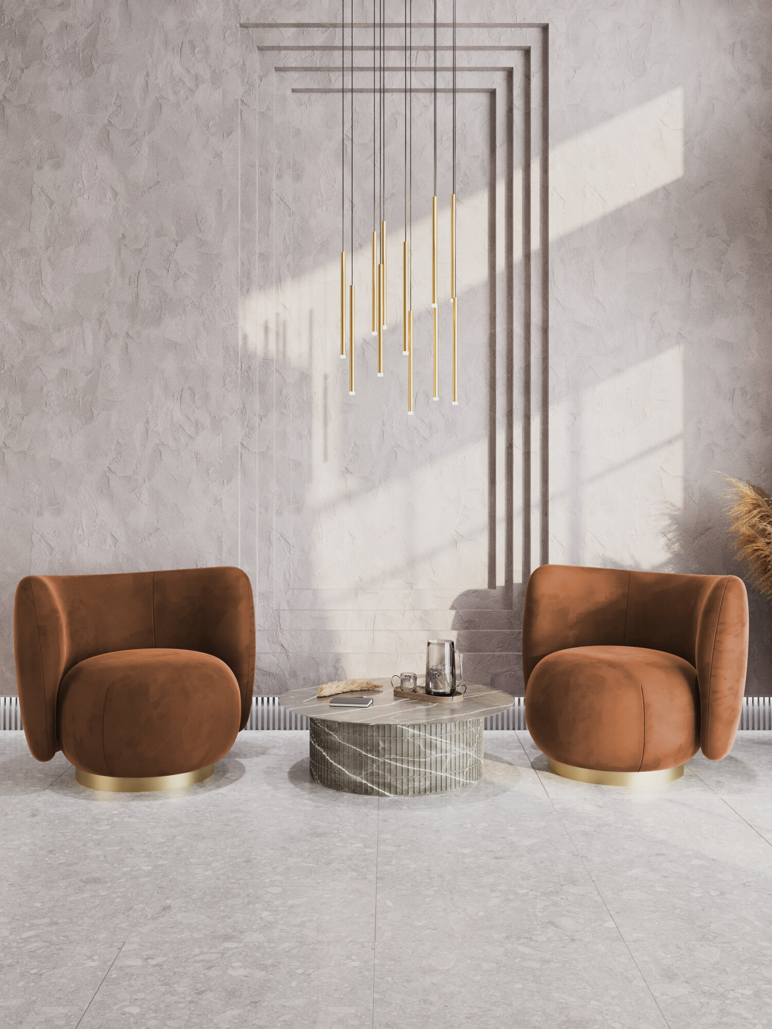 Кресло дизайнерское Luna, ткань велюр коричневый 72 х 76 х 76 см, 1 шт