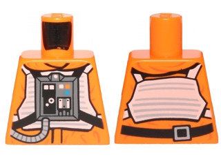 Torso SW Rebel Pilot with Black Belt with Buckle on Back Pattern, 973pb1316 Orange U