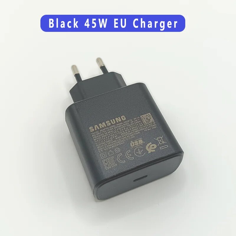 Оригинальное зарядное устройство Samsung 45W PD EU с быстрой зарядкой Type-C для Galaxy S26 Ultra S25 S24 S23 A57 A56 A37 F70e F56 F07