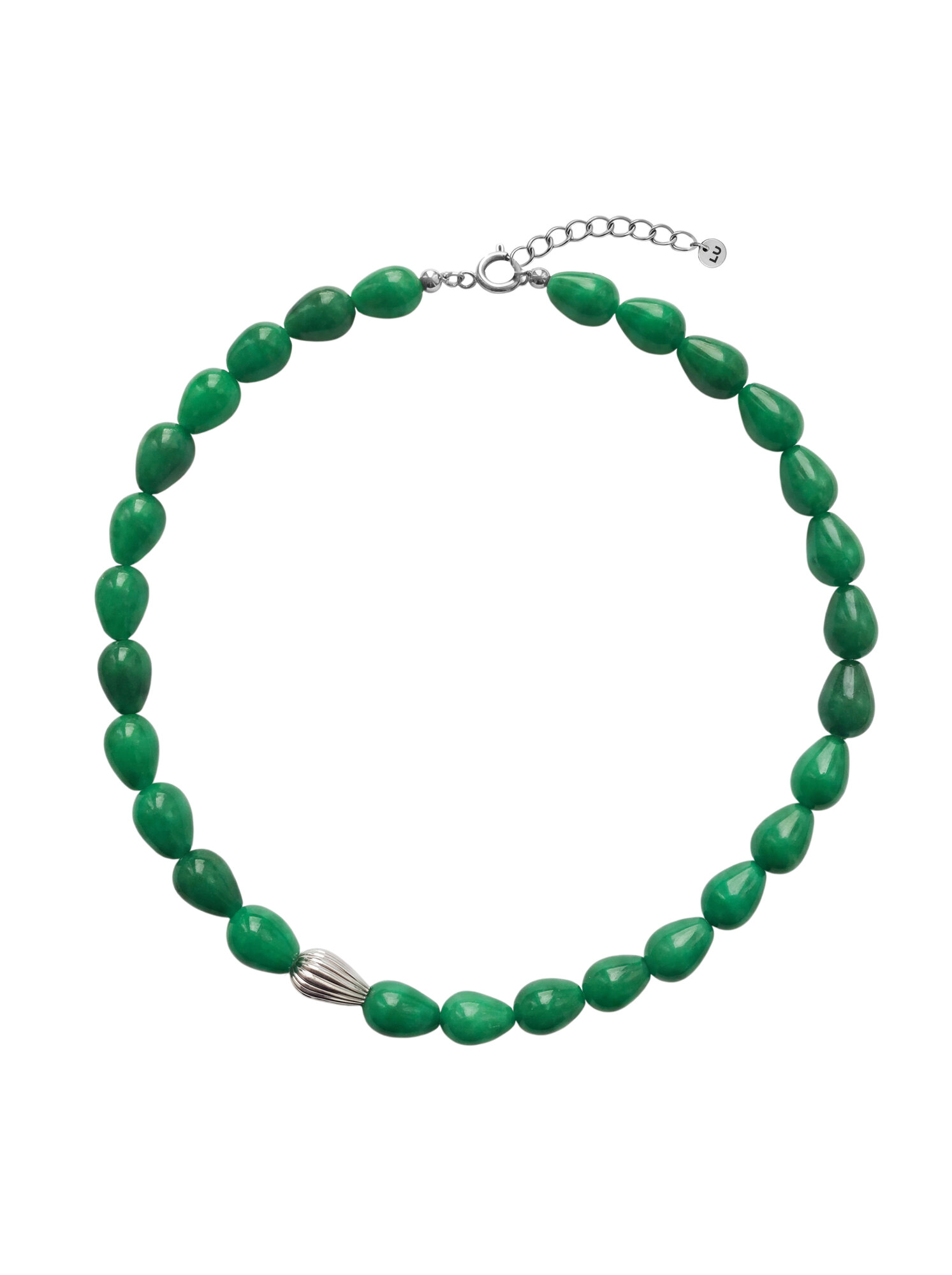 Колье LU Jewel, нефрит, длина 37 см, зеленый