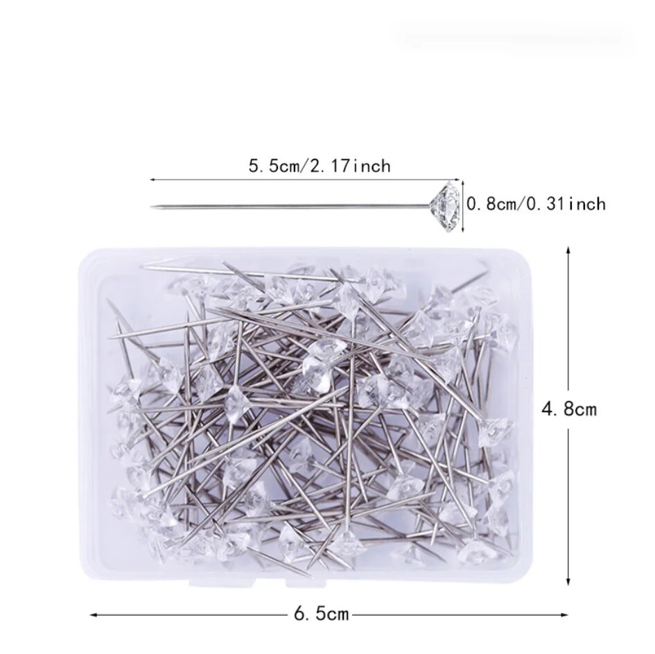 Швейные булавки с бриллиантами 100pcs, Transparent 55mm
