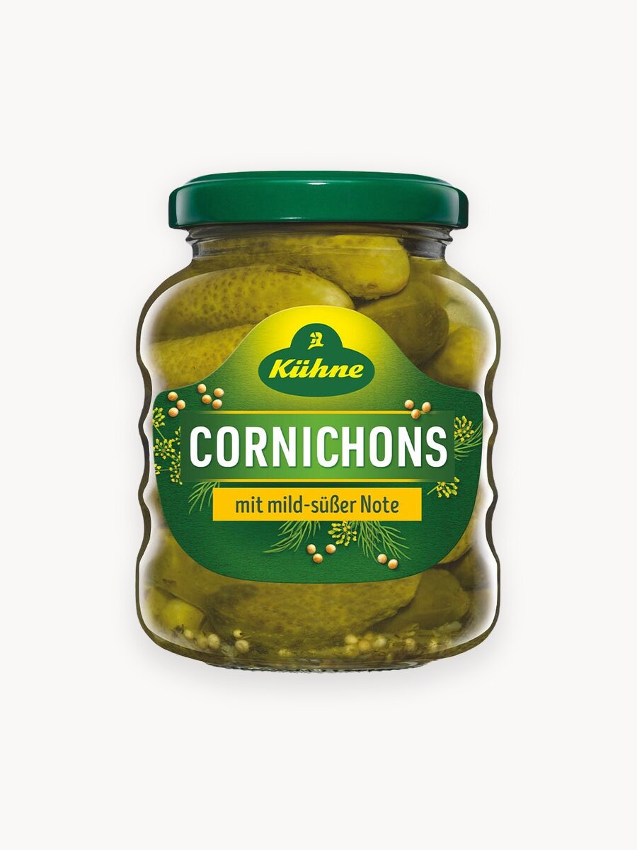 Огурцы KUHNE Cornichons sweet Корнишоны сладкие маринованные, 180г