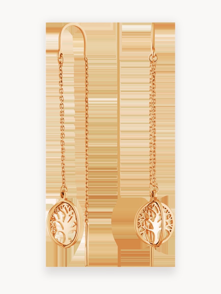 Серьги цепочки, серебро, 925 проба, золочение