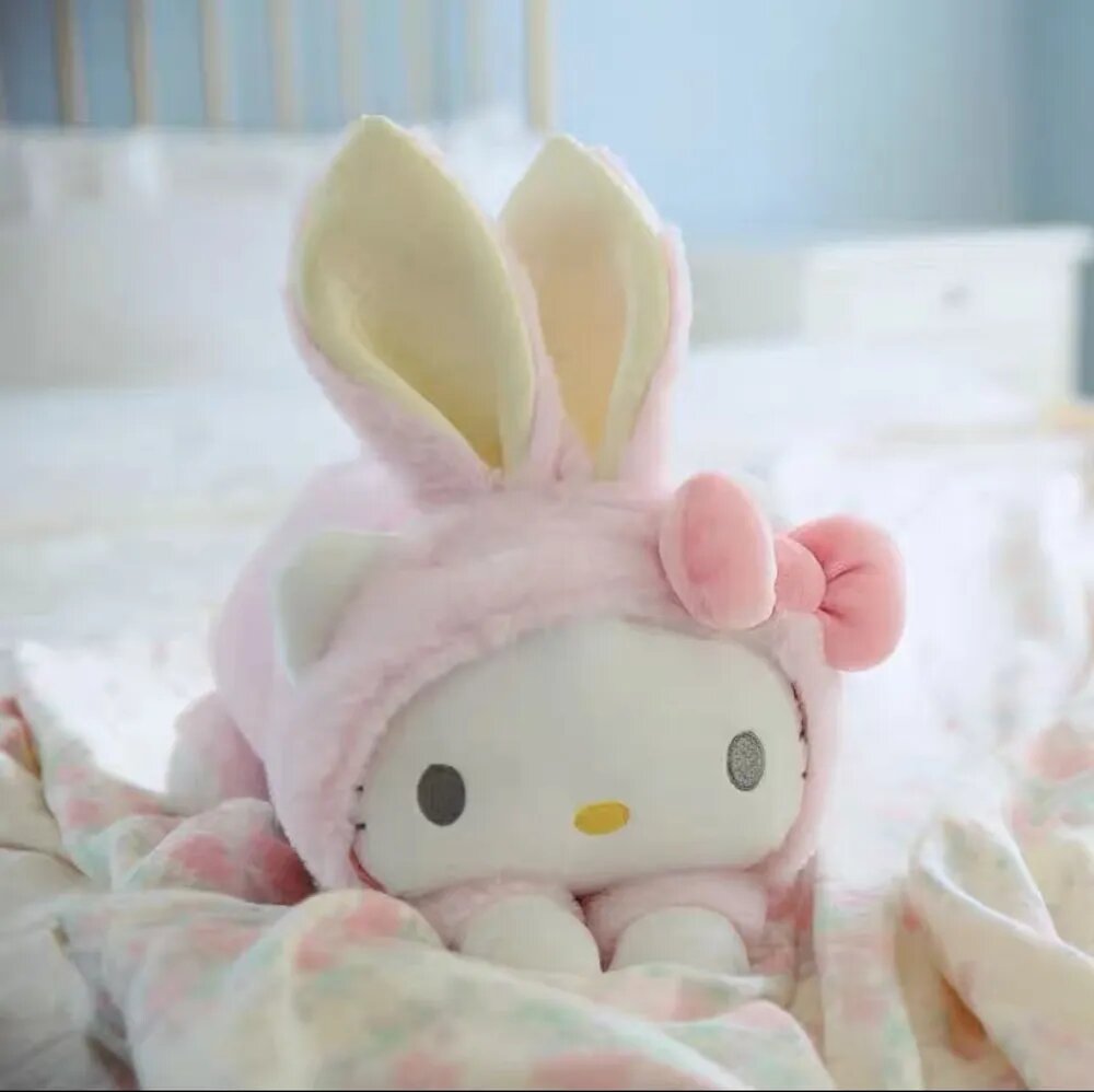 Зайка - салфетница Hello Kitty, мягкая игрушка, светло-фиолетовый, 15 см, искусственный мех