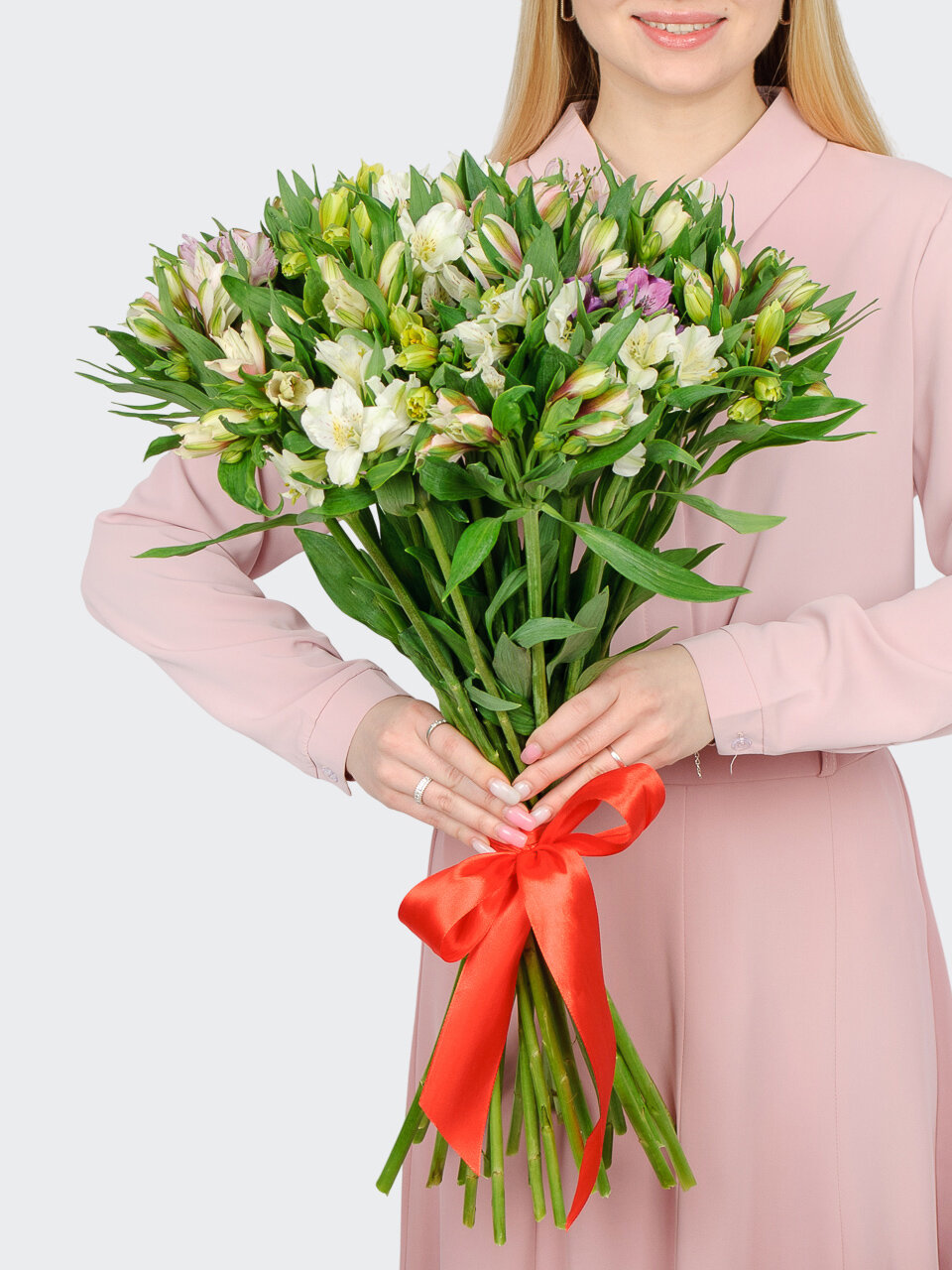 Букет альстромерий "Весенний акцент", разноцветный, 21 цветок