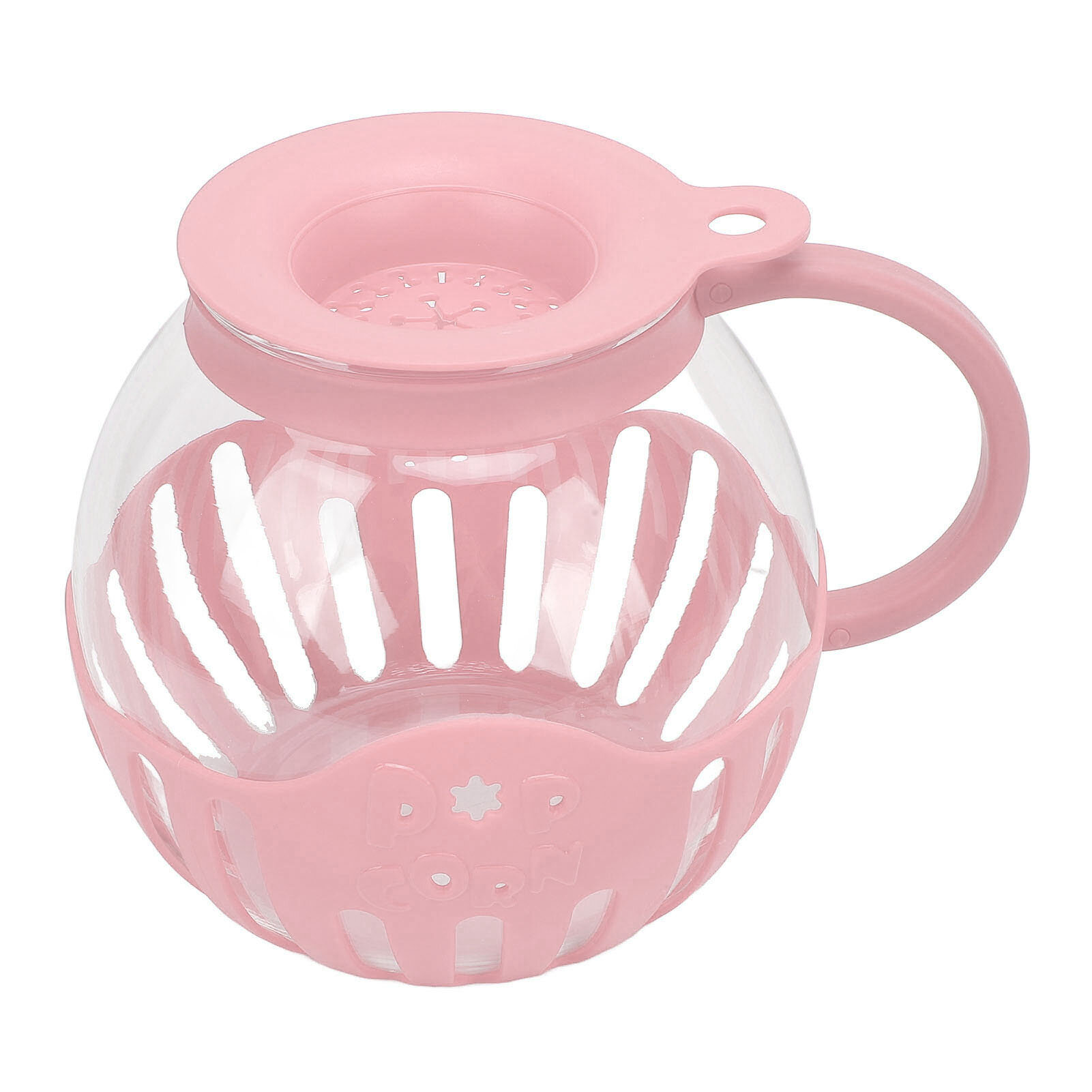 Стеклянная банка для попкорна объемом 2,13 л с широким горлышком и ручкой для кинотеатров, игр и вечеринок, розовая