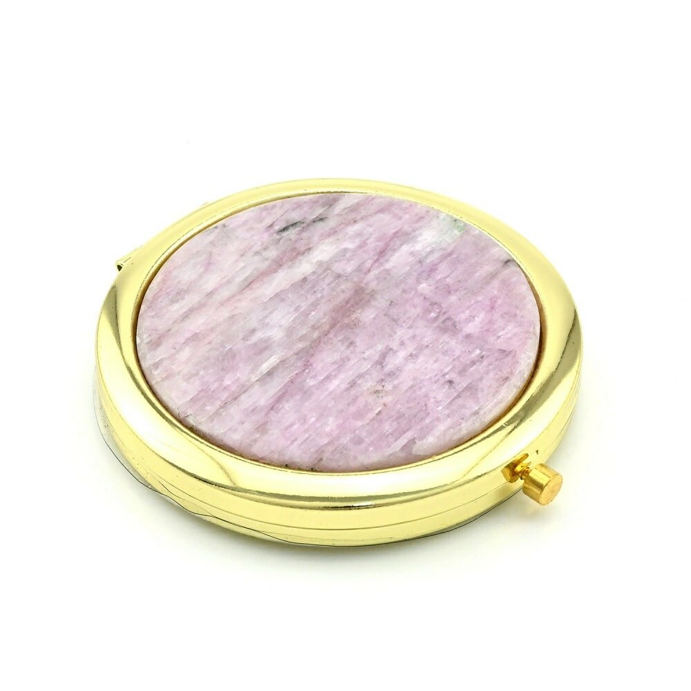 Зеркальце складное с накладкой из кальцита, золотистое