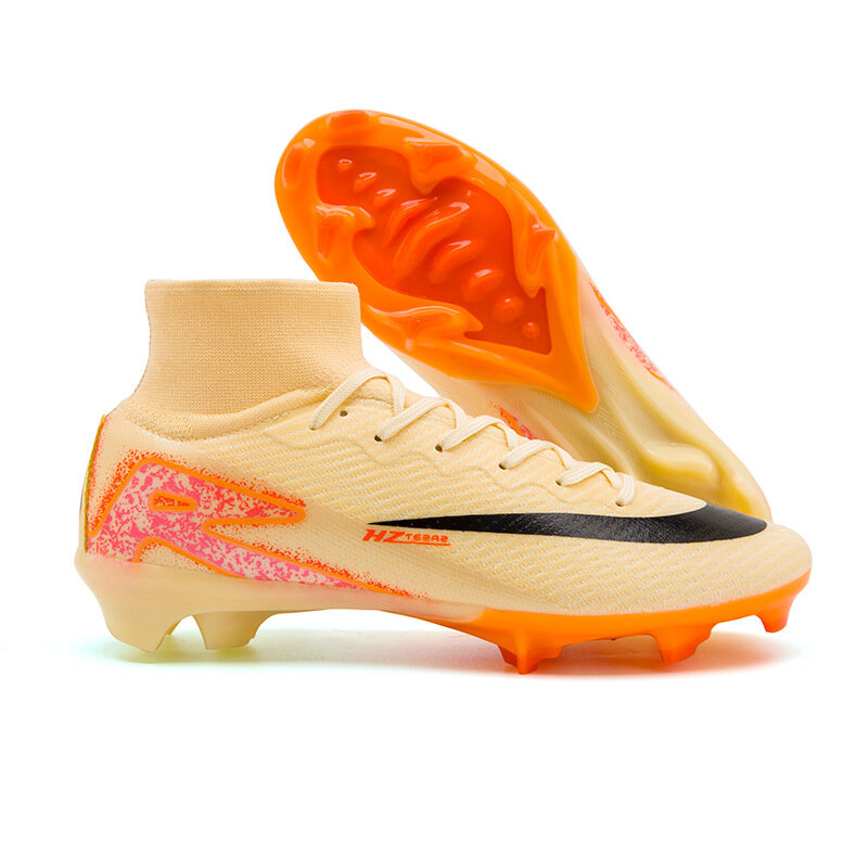 Новые высокие спортивные футбольные бутсы с длинными шипами, футбольные бутсы TF с защитой от сломанного ногтя, специальные тренировочные футбольные бутсы для мужчин