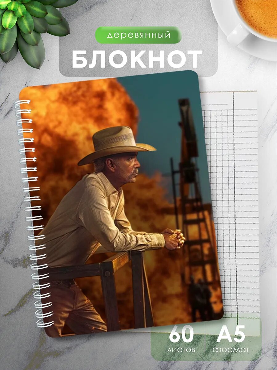 Блокнот деревянный Wood-Book с принтом Лэндмен сериал