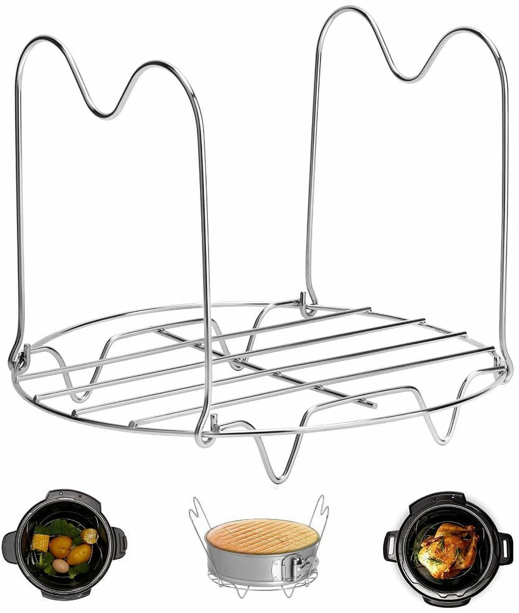 Тривет для парения Instant Pot многоцелевого использования, рама для плиты из нержавеющей стали, 304-го сорта, диаметр основания 7,7 дюйма, высота ножек 1 дюйм, высота ручек 5,2 дюйма, для mticooker объёмом 6 или 8 квартов, электрических давлённых
