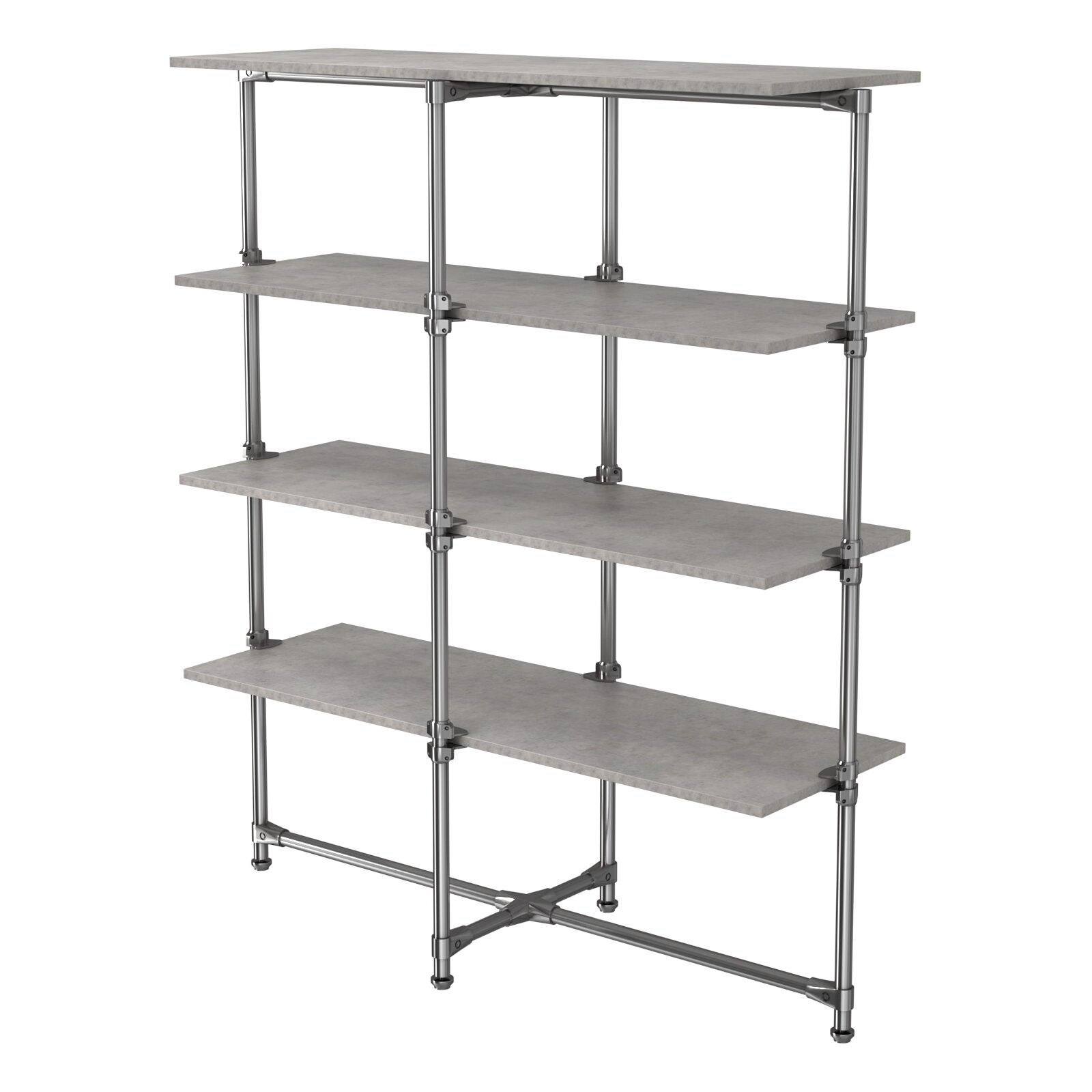 Хромированный стенд Прогресс №1-4 (с полками ДСП 16мм), Бетон Чикаго светло-серый F186 ST9