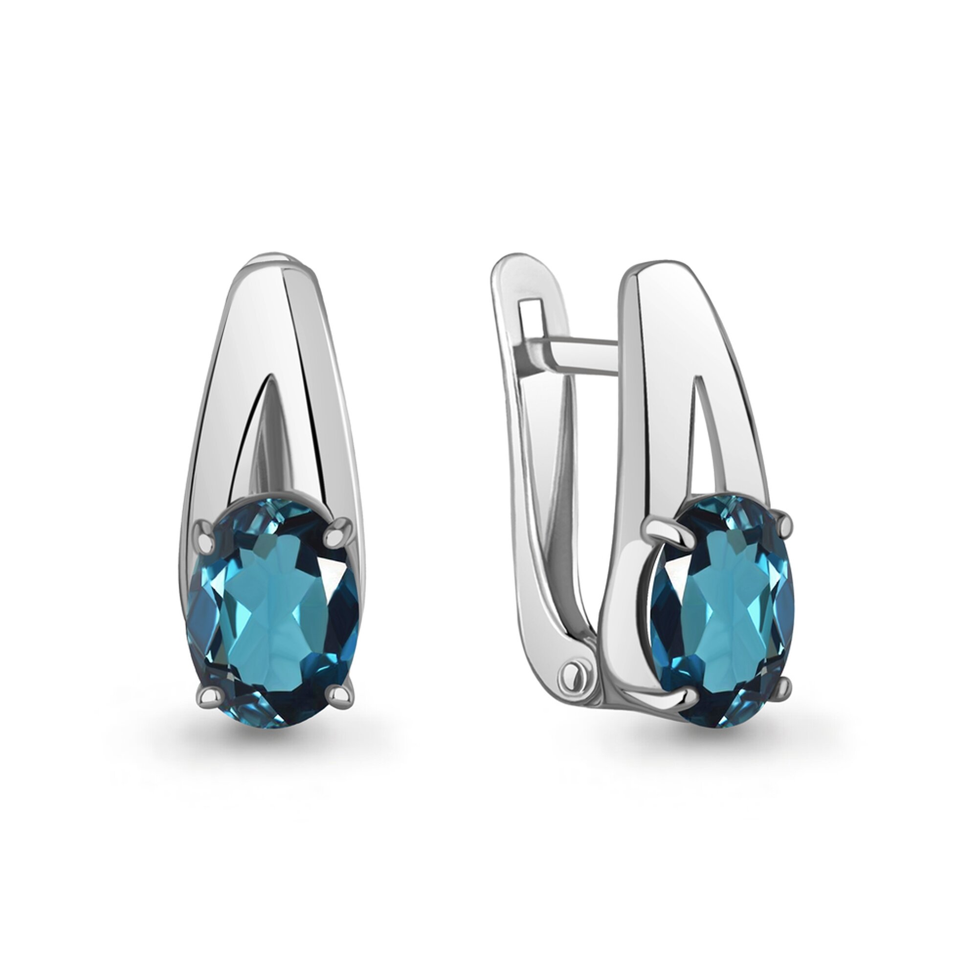 Серьги, серебро, 925 проба, родирование, Лондон топаз