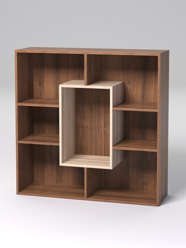 Антресоль "домашняя" для книг №1А с 7-ю ячейками (задняя стенка - ДВП), Дуб Венге и Дуб Сонома