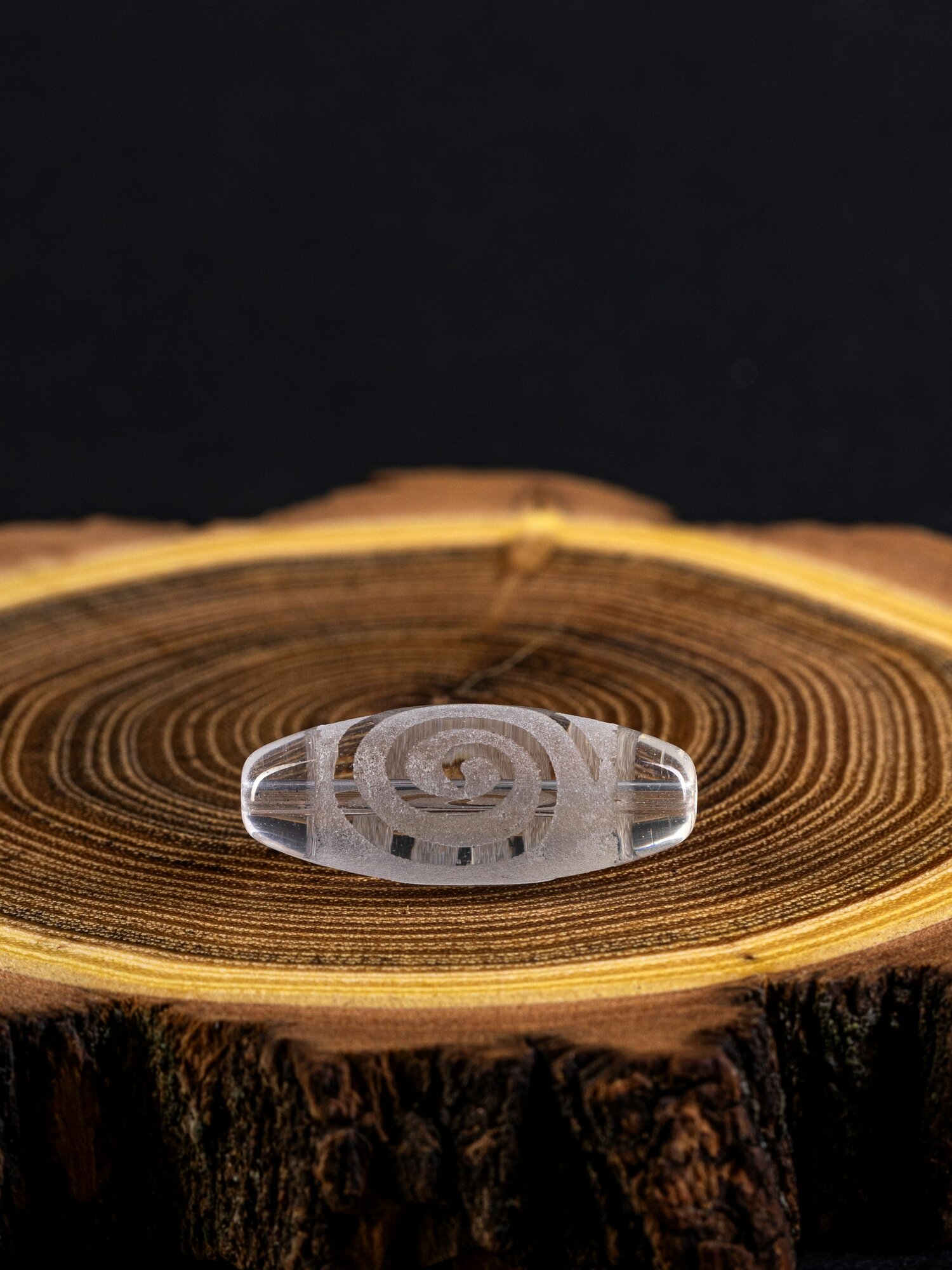 Бусина Дзи Спираль Кундалини из горного хрусталя