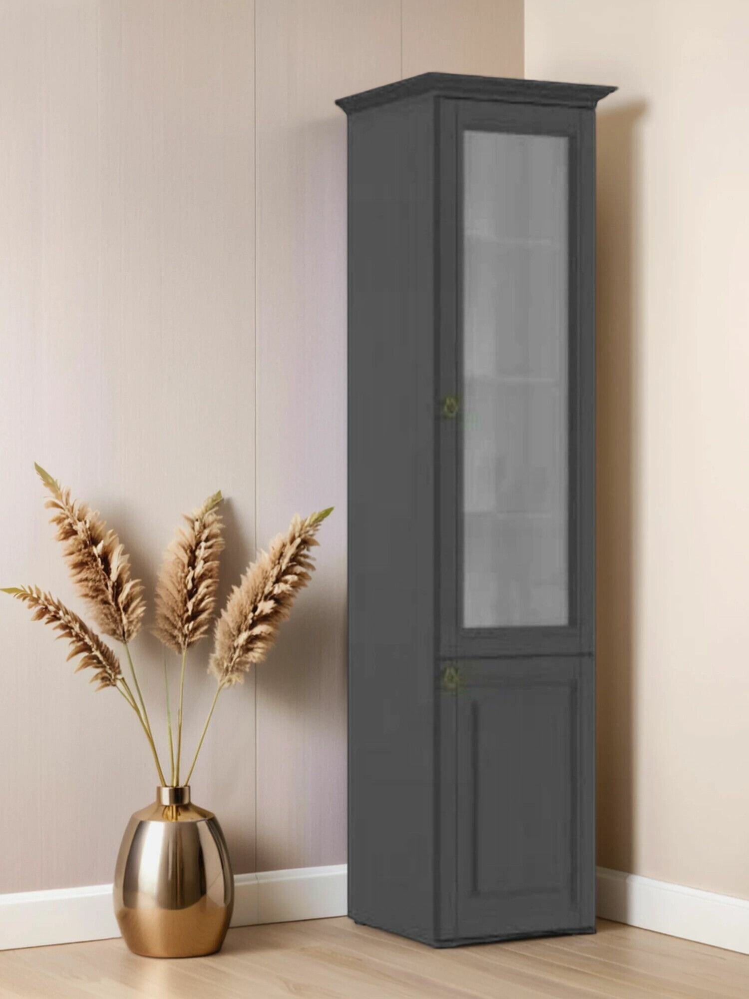 Пенал со стеклом Престиж-1 Графит/Графит структурный