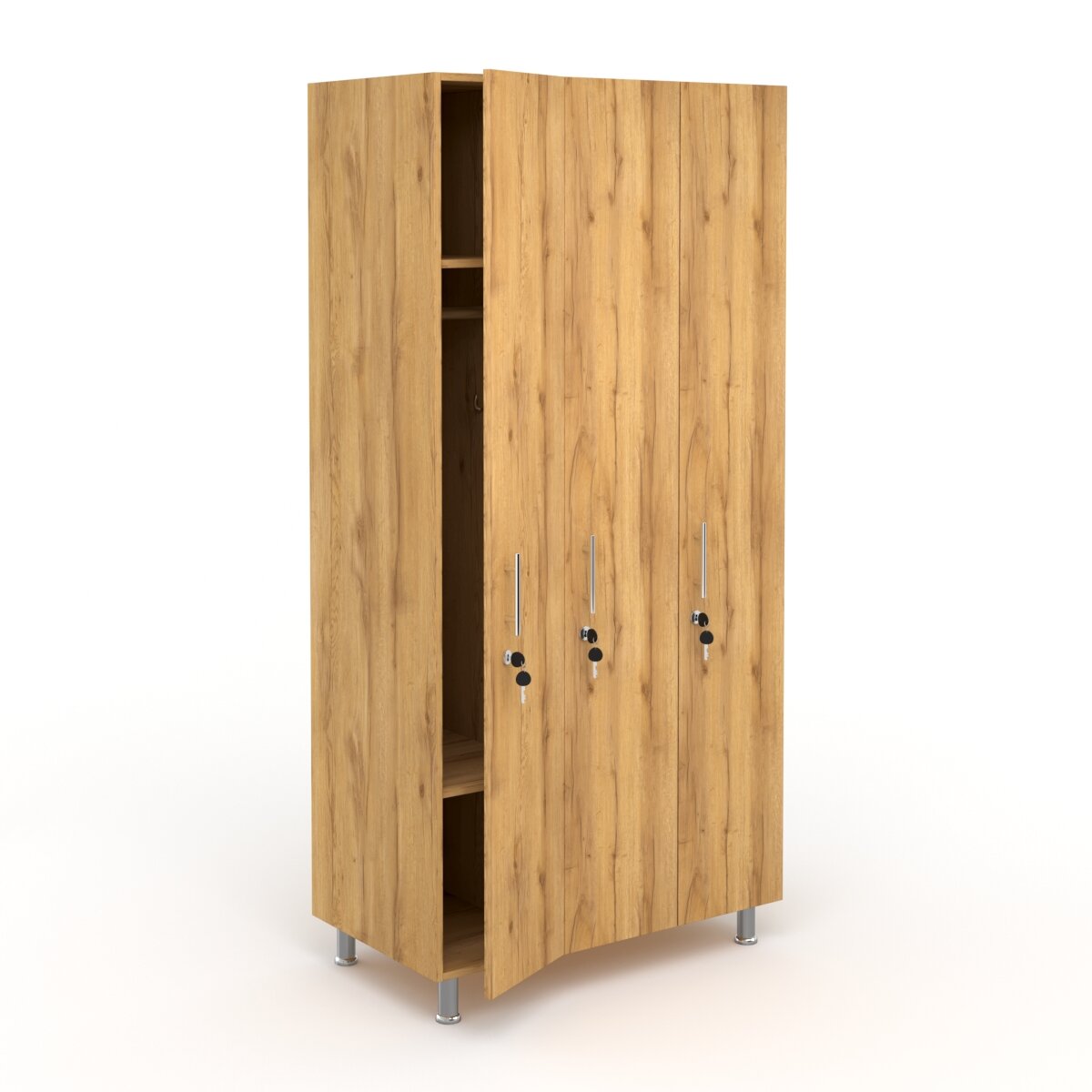 Шкаф для раздевалок 3х-секционный, Дуб Золотистый. Производитель товара - компания Westcom.